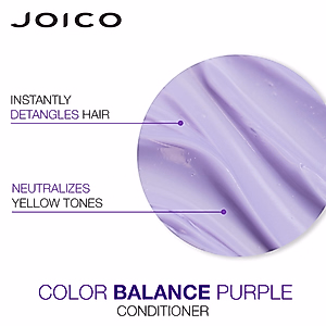 Joico Color Balance Purple Shampoo and Conditioner | For Cool Blonde or Gray Hair | Eliminate Brassy Yellow Tones | Boost Color Vibrancy & Shine | UV Protection | With Rosehip Oil & Green Tea Extract