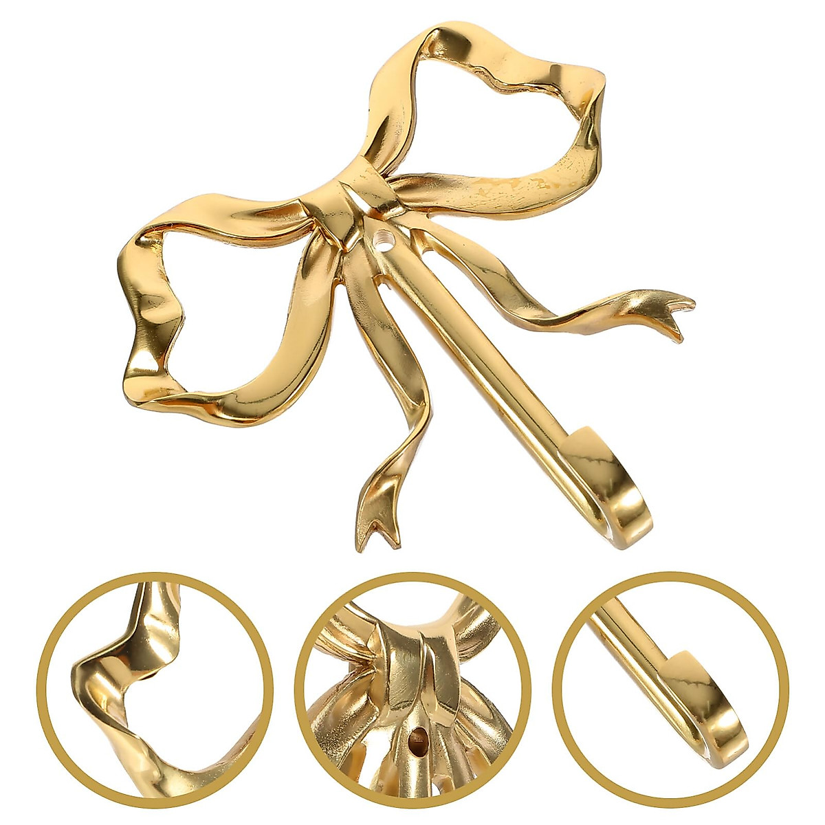 MAGICLULU Gold Coat Hook Bow Wall Hooks Brass Hanging Hook Multi-Purpose Door Hanger for Coat Hat Towel Home Decor 2.52 x 2.63 Inch