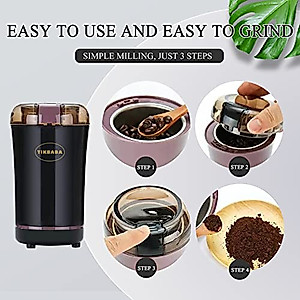 TIKBABA Electric Grinder for Coffee and Nuts,150 Watts Power(Black)
