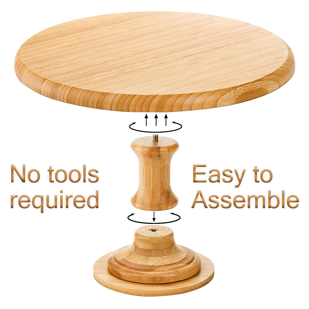 Yesland Wood Cake Turntable 13 Inch Cake Stand Rotating, Rustic Tabletop Round Cupcake Pedestal Stand Farmhouse Bamboo Cakes Holder Tray for Wedding, Birthday, Parties, Restaurants