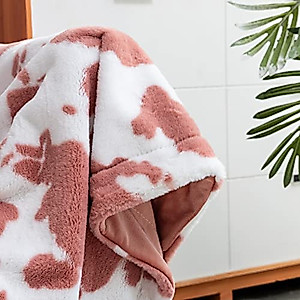 PAPER JAZZ Cartoon Cow Print Blanket, Soft Flannel Blanket Fleece Cute Cow Throw Blanket Lightweight Sofa Bed Travel Blankets for Baby Kids Adults Girls Boys Teens Gift (Pink Cow, 63x79inch)