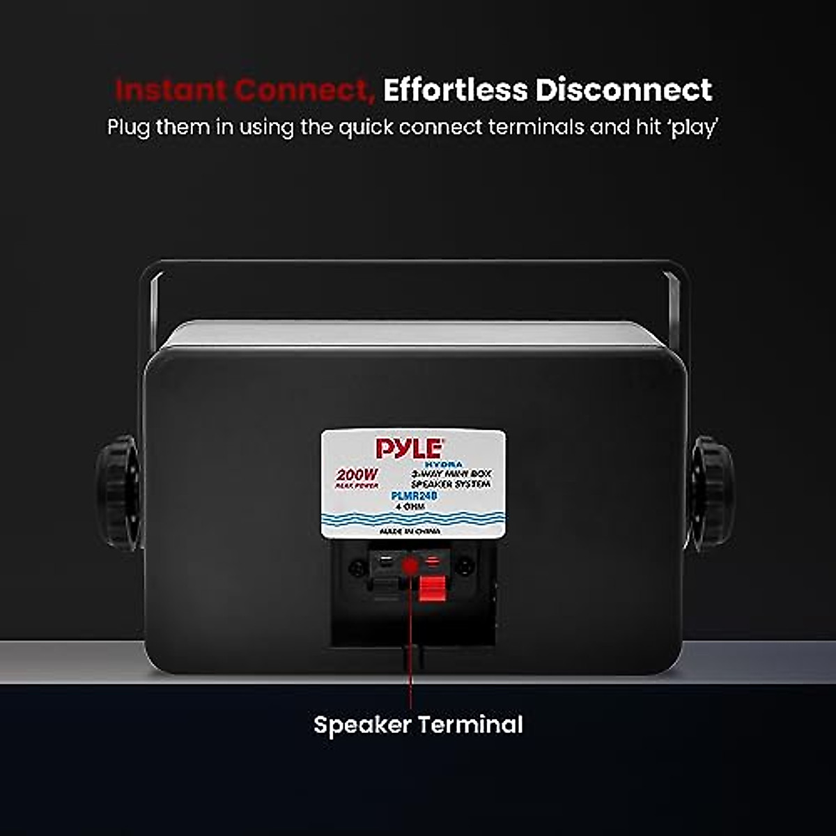 Pyle 3-way Mini Box Speaker System - 3.5 Inch 200 Watt Waterproof Marine Grade Mount Speakers - in a Heavy Duty ABS Enclosure Grill - Home, Boat, Poolside, Patio Indoor Outdoor Use (Black) and Amazon Basics 16-Gauge Speaker Wire Cable, 100 Feet, Bronze