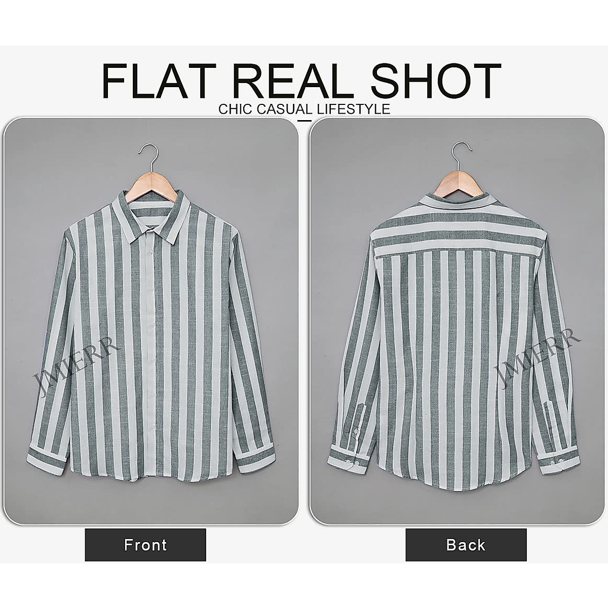 JMIERR Men's Old Money Aesthetic Cotton Linen Shirts Casual Stylish Long Sleeve Button-Up Vertical Striped Dress Shirts Summer Beach Shirt for Men, XL, Grey Green and White Stripe