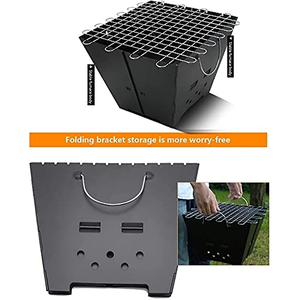 ATAAY Barbecue tool set Outdoor Charcoal Grill, Stainless Steel Barbecue Tool Kits with Square Design Suitable for Outdoor Campers Barbecue Lovers Travel Parks Beaches Wild