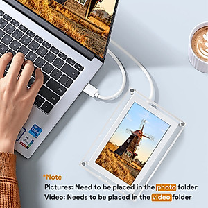 Amaboo 7 Inch Acrylic Digital Picture Frame, Motion Video Frame with Latest Transparent Design, Digital Photo Frame with Built-in 1GB Memory and 1500 mAh Battery