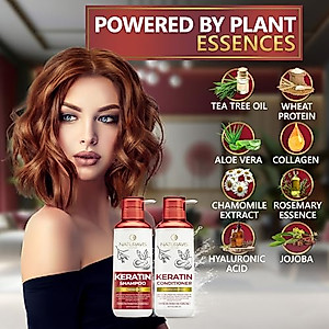 Keratin Shampoo and Conditioner Set with Hyaluronic Acid - Sulfate Free Intense Moisturizing Treatment - For Strengthening Dry and Damaged Hair - For Women and Men - Salon Grade