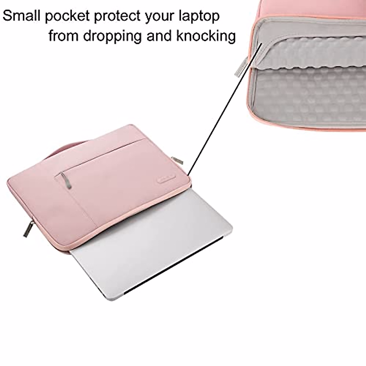 MOSISO Laptop Sleeve Compatible with MacBook Air 13 inch M2 M1 2023-2018/Pro 13 inch 2023-2016, Polyester Multifunctional Briefcase Bag, Pink