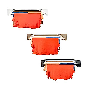 LEBENSART Laundry Drying Rack, Stainless Steel Collapsible Wall Mounted Space Saving Clothes Drying Rack, Indoor and Outdoor Foldable Drying Rack, 40lbs-14Ft Drying Capacity,27,5" (White)