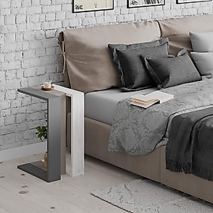 JV Home Muju Collection Modern Side Table | Nightstand Mobile C Table for Sofa Bedside Living Room Bedroom 22 inch Anthracite - Light Mocha - Ancient White