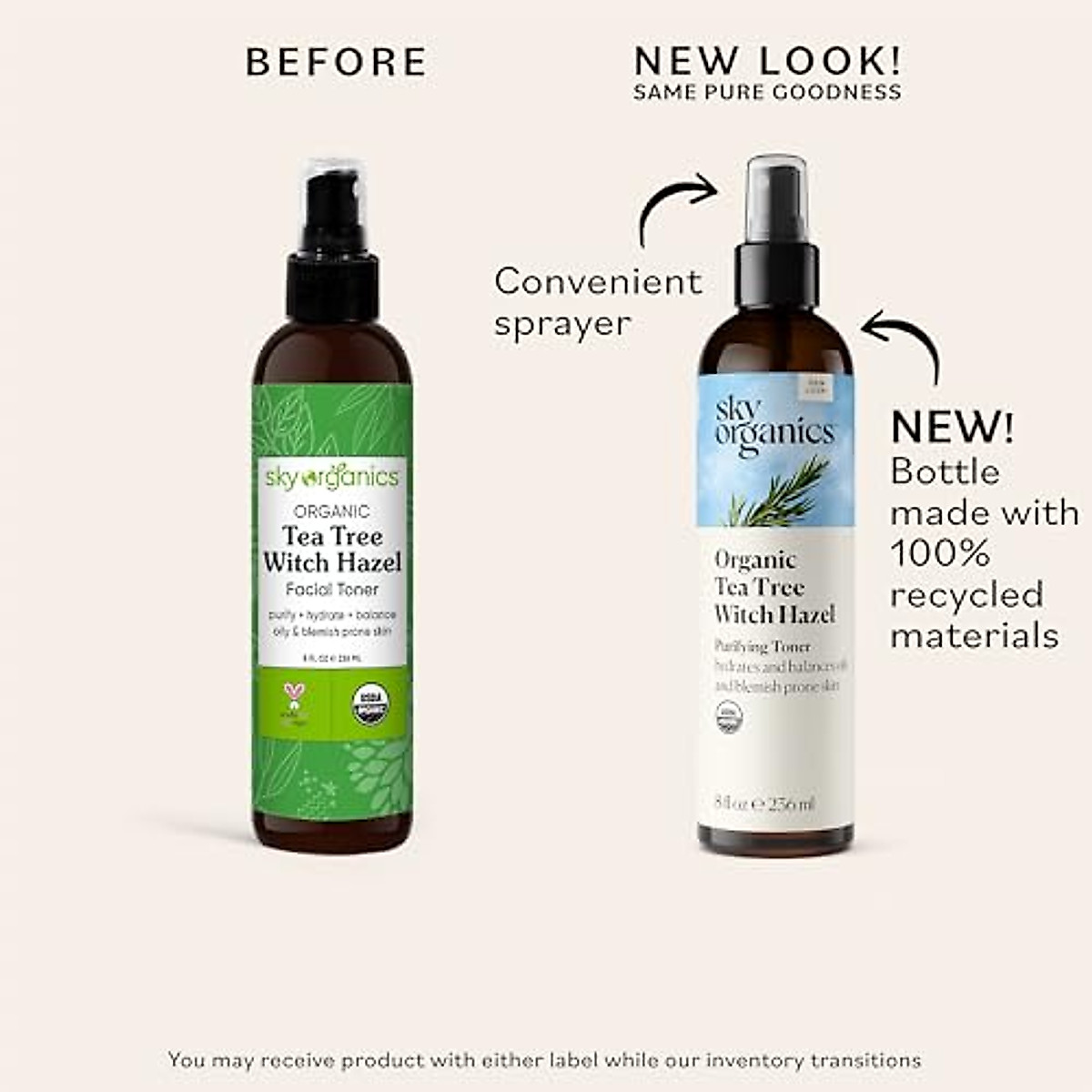 Sky Organics Organic Tea Tree & Witch Hazel for Face, Purifying Facial Toner to Hydrate, Soothe, Cleanse and Balance Blemish-Prone Skin, Helps Minimize The Appearance of Pores, 8 fl oz