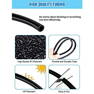 Tesmotor Misting System for Outside Patio, 59FT Misting Line + 21 Brass Nozzle Outdoor Misters for Cooling, Misting System for Patio Garden Lawn Pool Umbrella Trampoline