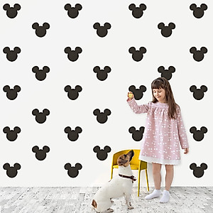 120PCS Black Cartoon Mouse Head Wall Sticker, Cute Animal Wall Decals Removable Mouse Head Wall Sticker for Baby Nursery Kids Room Girls Boys Bedroom