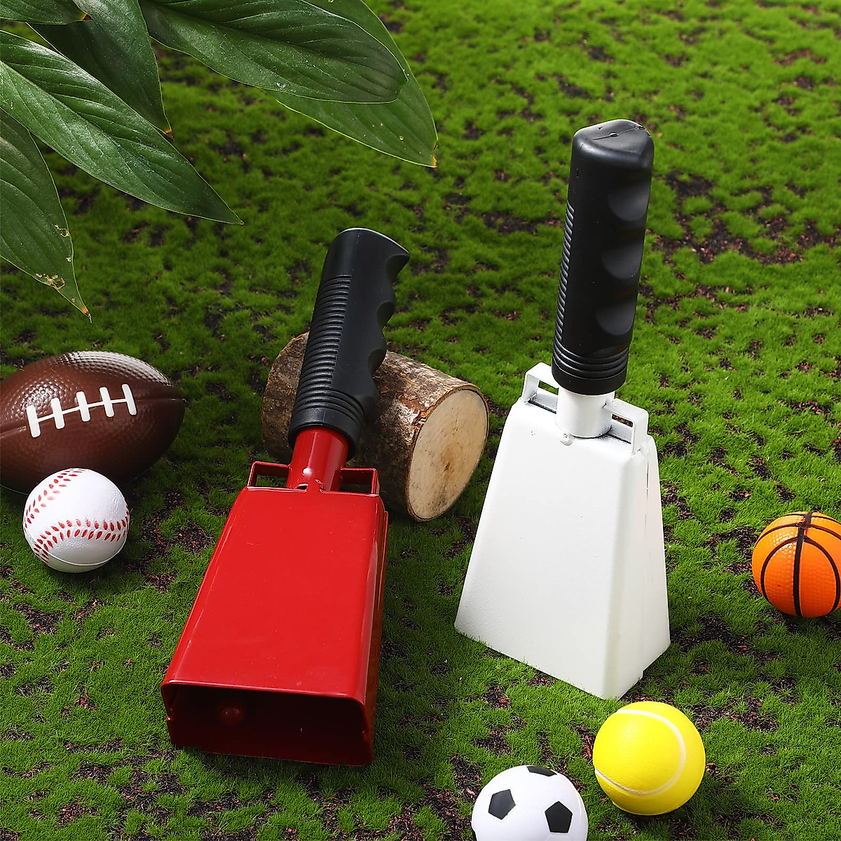 2 Pieces Steel Cowbell with Handle Cow Bell Cheering Bell Metal Noise Maker School Bells Loud Call Bells for Ball Games Football Hockey Sports Event Classroom Wedding Farm, Copper