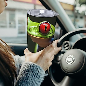 Red Eyes Tree Frogs Tumbler with Lid and Straw 20oz Stainless Steel Car Cup for Hot and Cold Drinks, Double Wall Insulated Travel Coffee Mug Reusable Drink Thermos Cup Birthday Gifts