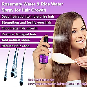 Rosemary Oil Hair Growth Serum W/Rosemary Water & Rice Water Spray Hair Growth,Biotin Castor Oil Argan Oil Caffeine Keratin Reduce Hair Loss,Restore Dry Damaged Hair Regrowth Treatments for Women Men