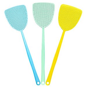 3 Pack Fly Swatters, Plastic Fly Swatter Multi Pack,17.5" Long Handle Manual Swat Mosquitoes Fly Swatters, Strong Flexible Flyswatter Heavy Duty(3 Pack,3 Colors)