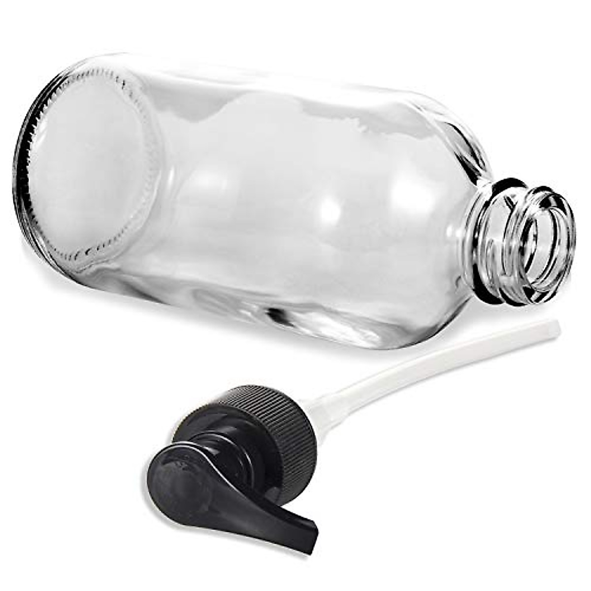 8oz 8 Pack Glass Pump Bottles, RUCKAE Clear Pump Bottle for Soap Dispenser, Empty Pump Bottle for Shampoo, Body Wash, Hand Soap, Lotion and More