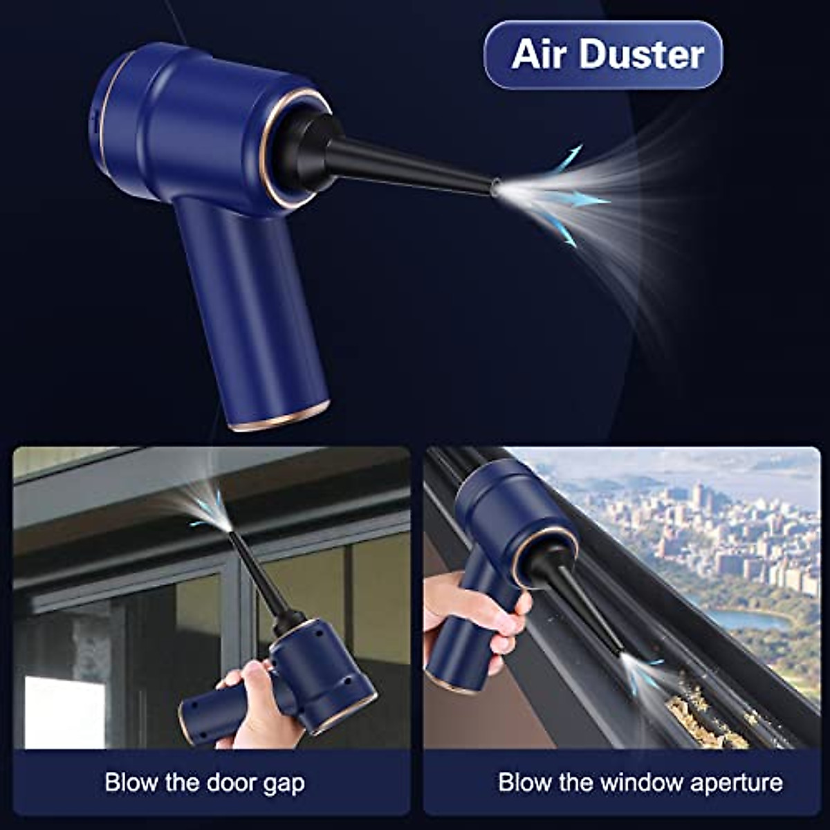 YKSINX Handheld Vacuum Cordless, Car Vacuum Cleaner, USB Rechargeable Portable Mini Vacuum with Suck and Blow 2 in 1（Blue）