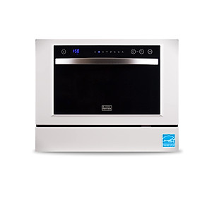 BLACK+DECKER BCD6W Compact Countertop Dishwasher, 6 Place Settings, White