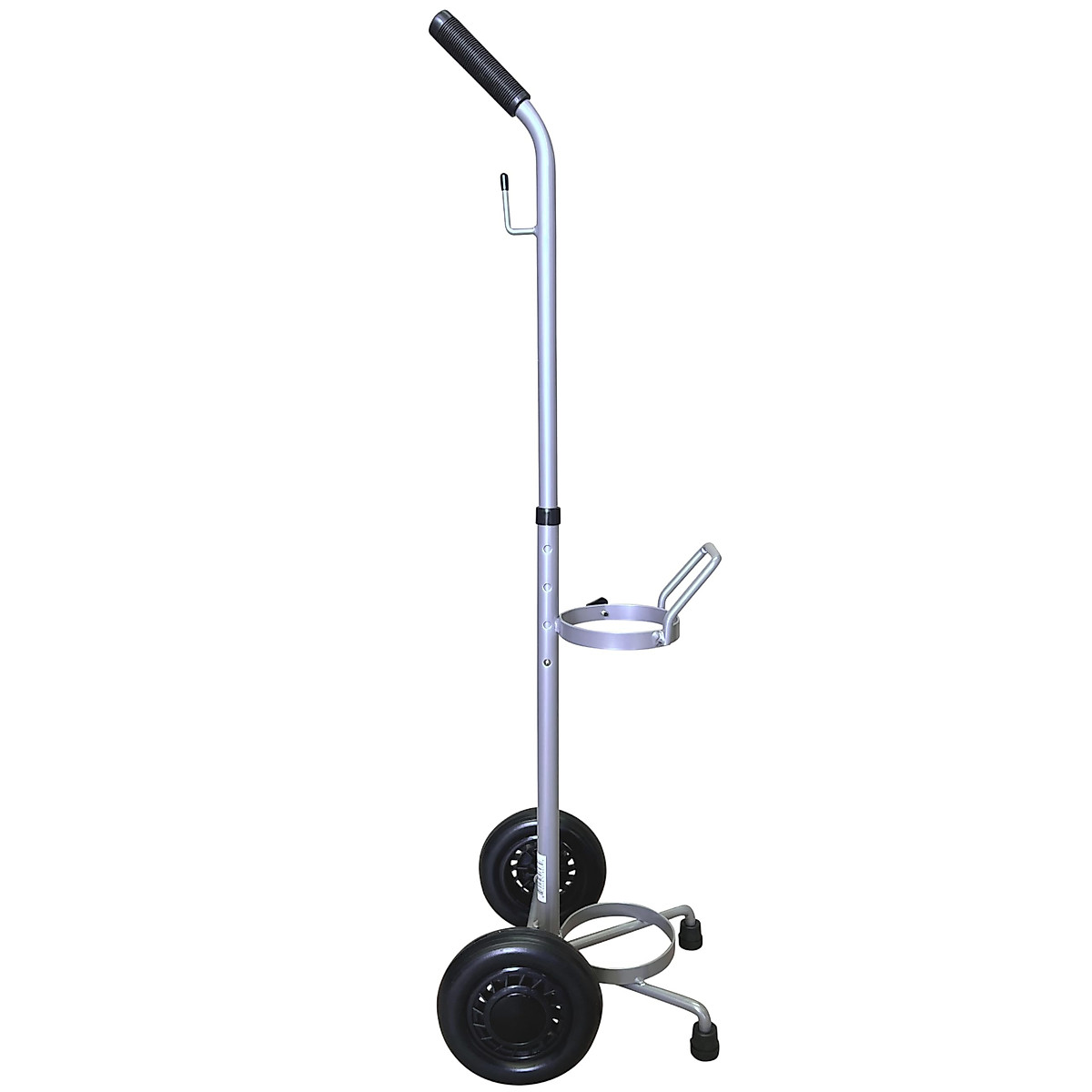 ResOne Lightweight Single D/E Oxygen Cylinder Cart, Adjustable Handle, Durable Powder-Coated Finish, Portable Oxygen Tank Cart with Wheels, Holds 1 D Size or E Size Cylinder, Medical Oxygen Transport