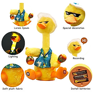 MILEGI Talking Duck Toy Repeats What You Say Dancing Duck Baby Toys for Kids Toddlers Infants Mimicking Singing Duck Stuffed Animal Plush Toys Shaking Head Electric Interactive Animated Toy