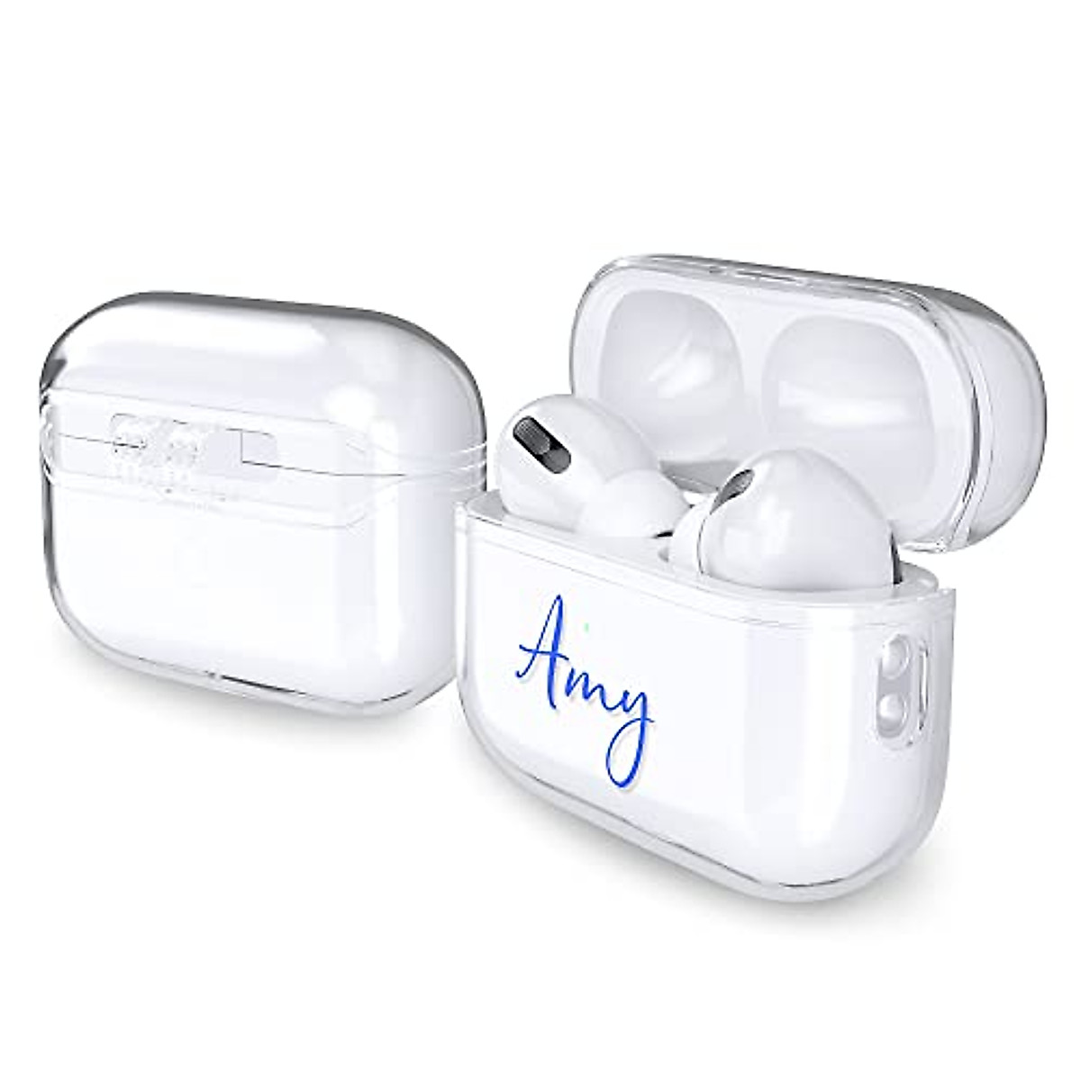 Case Charming Custom Name Case for AirPods Pro 2nd Generation 1st 3rd Clear Personalized with Keychain Carabiner