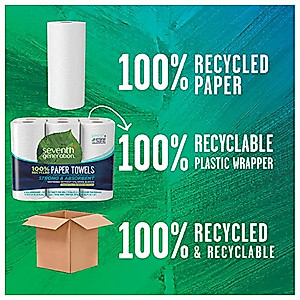 Seventh Generation Paper Towels, 100% Recycled Paper, 2-Ply, 6-Count (Pack of 4)