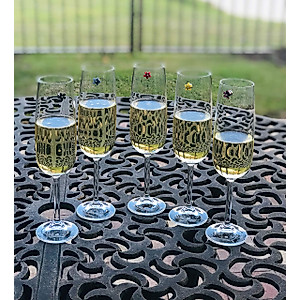 Petite Flower Magnetic Wine Glass Charms - Set of 8 Drink Marker Magnets for Regular or Stemless Glasses by Simply Charmed