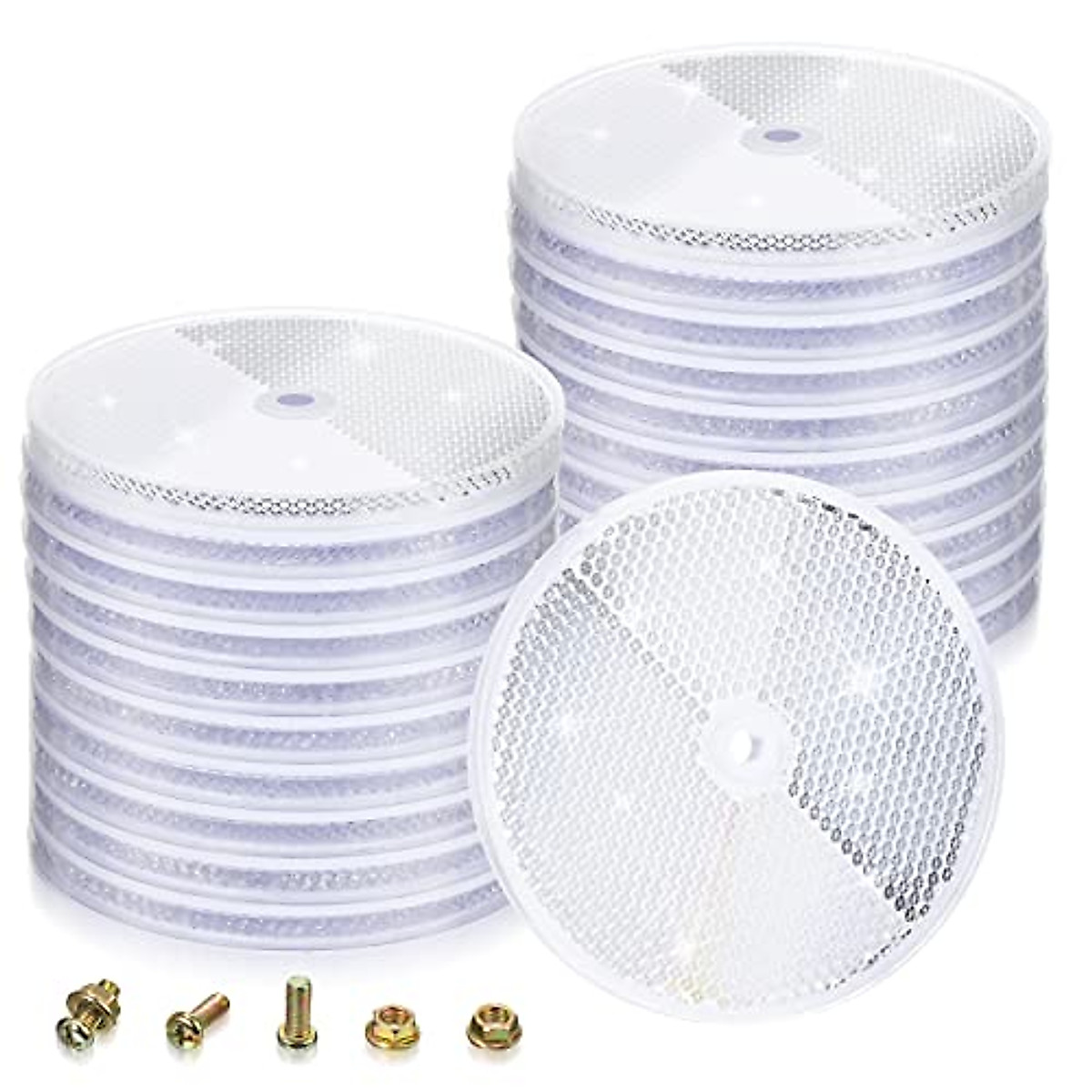 20 Pcs Front Reflector 3 Inch Round Reflector Trailer Reflectors with Screws Safety Reflectors for Fence Gate Posts Mailboxes (Clear)