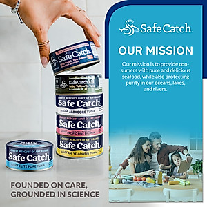 Safe Catch Wild Ahi Yellowfin Tuna Fish Canned, Wild Caught, Lowest Mercury, Lean Protein, Omega 3, Gluten-Free, Kosher, Pack of 6