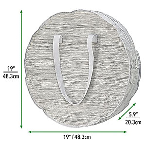 mDesign Round 19" Wreath Storage Container with Handles - Fabric Christmas Wreath Storage Bag and Protector - Garland Storage Bag Container - Holiday Decoration Organizer - 2 Pack, Striped Taupe/Tan