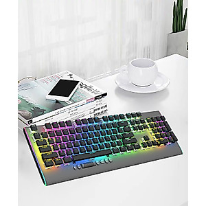 Netis K3101 Wired Mechanical Gaming Keyboard Rainbow Backlit Cherry MX Red Switches Equivalent with Multimedia Wheel for Gaming and Office PC Laptop Desktop Computers
