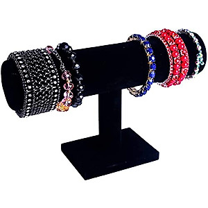 JC HUMMINGBIRD T-bar Jewelry Bracelet and Watch Display Stand, Black Velvet for Home (New version 2021: Improved Box Package& Product Sturdiness)