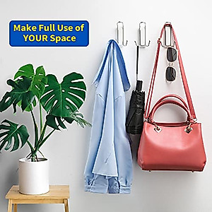 ALOCEO 4Packs Double Wall Hooks Adhesive Sticky Towel Hanger for Hanging Coat Robe Towels Stick on Bathroom, White