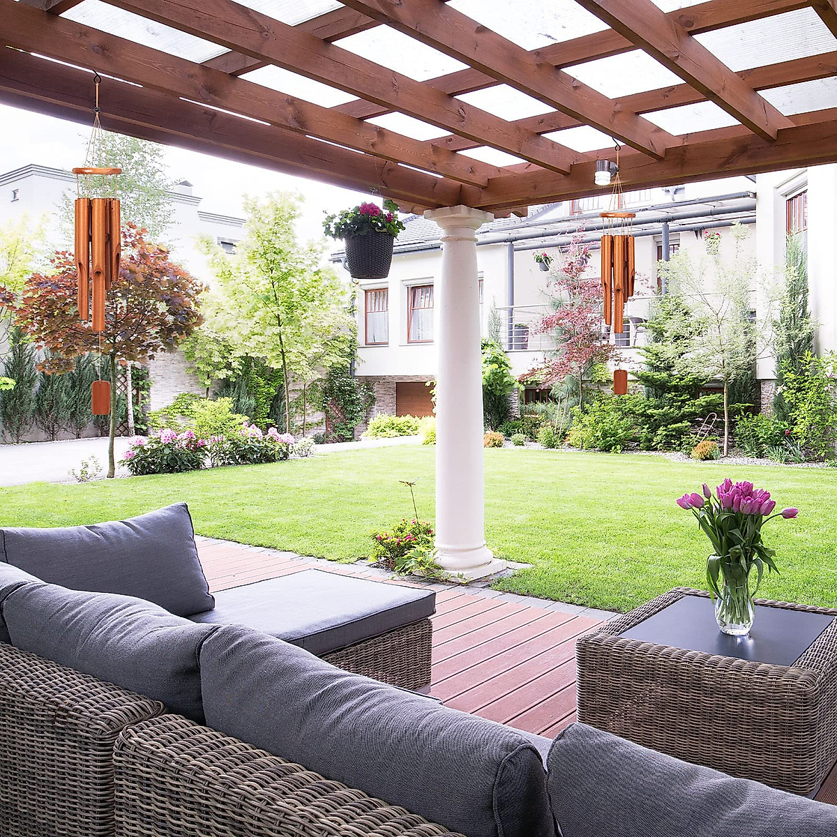 2 Pieces Bamboo Wind Chimes Outdoor 30 Inches Wooden Wind Chimes Classic Zen Rustic Wind Chimes Deep Tone for Patio Garden Home Outdoor Decor