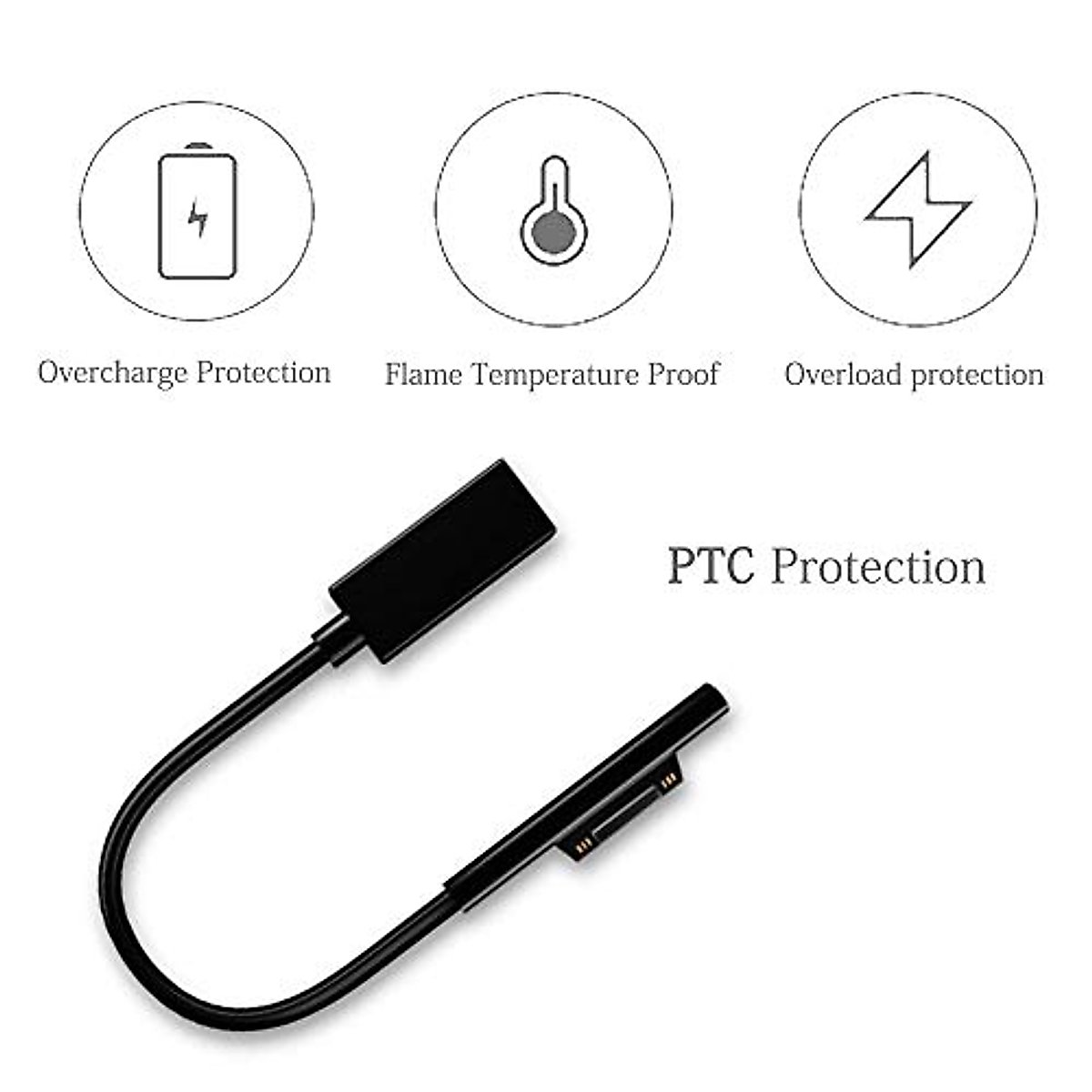 Microsoft Surface Connect to USB-C PD 15V Charging Cable Compatible for Microsoft Surface Pro Series, Surface Book Series, Surface Laptop Series, Surface Go (Female USBC)