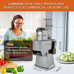 LIANQIAN 4 in 1 Electric Vegetable Chopper, Multifunctional Food Cutter＆Slicer, Mandoline Slicer & Cheese Grater, 200W Multi Blade French Fry Cutter & Veggie Slicer＆Dicer with Cut-Resistant Gloves