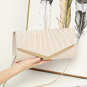 LETODE Clutch Purses for Women Evening Bags and Clutches for Women Envelope Handbags Party Prom Wedding Purse (Apricot)