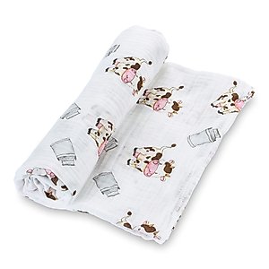 LollyBanks Swaddle Blanket | 100% Muslin Cotton | Gender Neutral Newborn and Baby Nursery Essentials for Girls and Boys, Registry | Cow Print