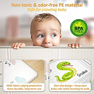 Pufeng Baby Play Mat 79" X 59", Reversible Foldable Baby Playmat, Waterproof Anti-Slip Foam Floor Playmat Non-Toxic Portable Baby Crawling Mat for Infants, Toddler, Kids, Indoor Outdoor Use
