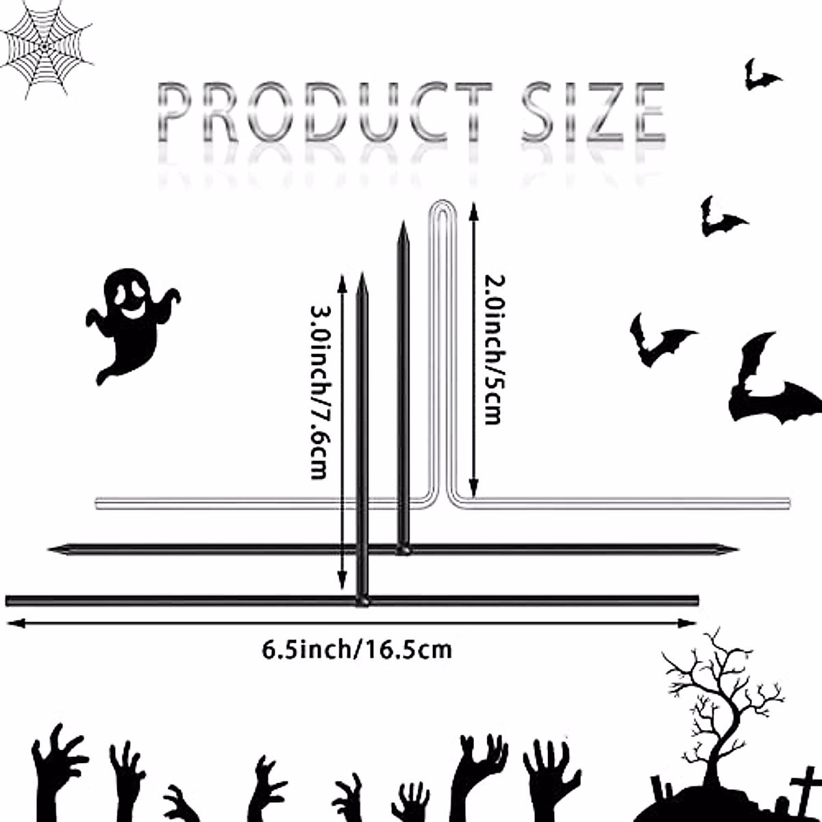 Hotop Halloween Tombstone Metal Stakes Foam Graveyard T Shape Decorative Gravestone for Yard Lawn Outdoor Garden Decorations(36 Pack), Black and Silver, approx. 6.5 x 3 inches (Stakes-IGBI95)