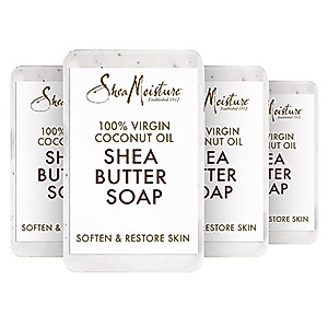 SheaMoisture Shea Butter Soap for All Skin Types 100 percent Virgin Coconut Oil Cruelty Free Skin Care 8 oz 4 Count