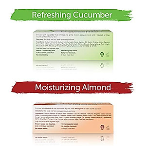 Himalaya Cleansing Bar Soaps Variety Pack, Neem & Turmeric, Almond, Cream & Honey and Cucumber, 4.41 oz, 12 Pack