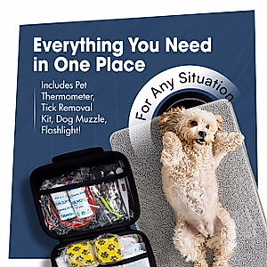 Happy Paws Pet First Aid Kit for Dogs and Cats - Complete Travel Emergency Kit, Puppy and Cat Safety, Portable First Aid Solution for Pets, Ideal for Home or Outdoors
