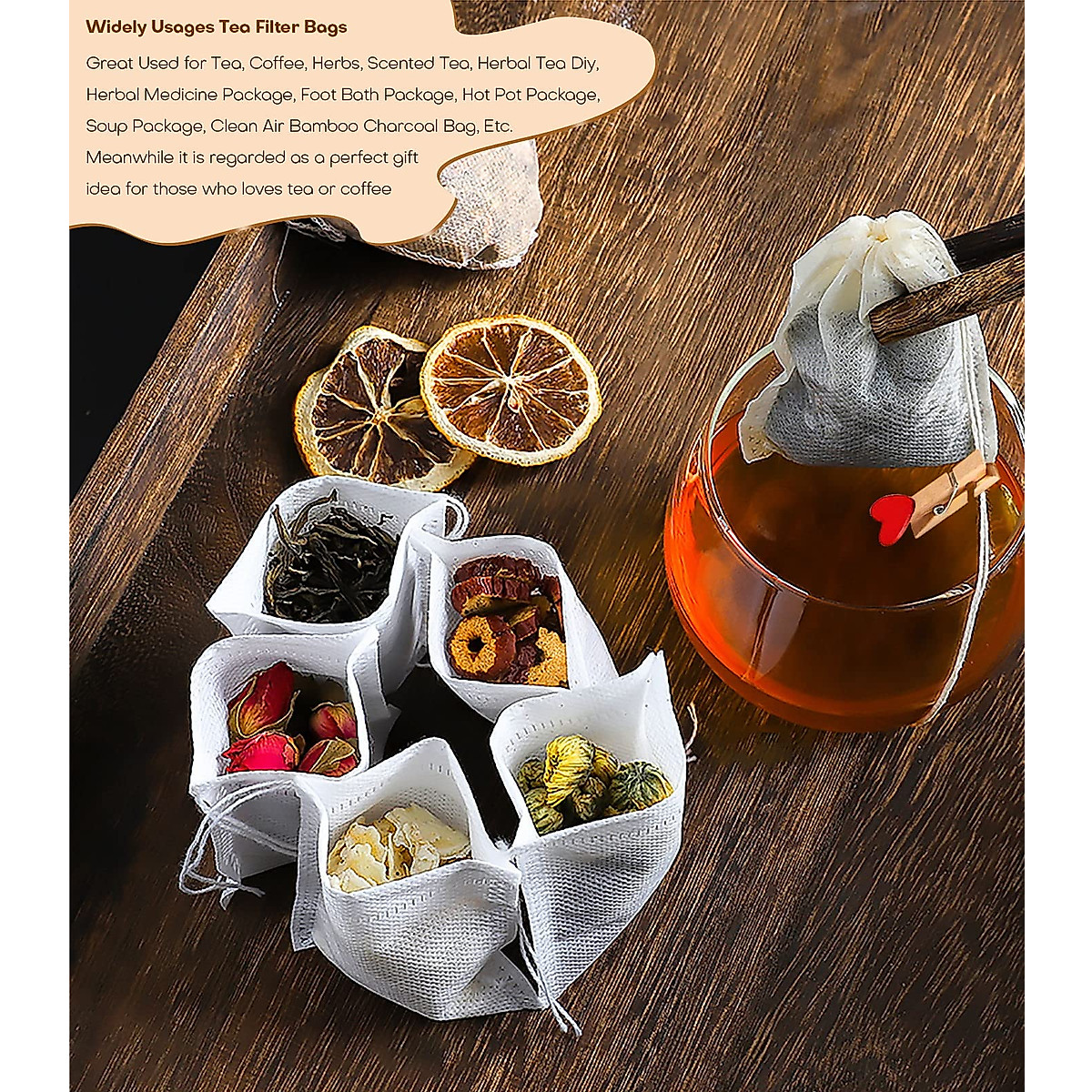 200PCS Tea Filter Bags, Tea Bags for Loose Leaf Tea Safe & Natural Material, Disposable Tea Infuser for Loose Leaf Tea, Coffee, Spice, Herbs