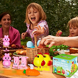 MGparty 12 Pack Easter Wind Up Toys Easter Party Favor Bunny Toys Easter Basket Stuffer Pinata Toys Goodie Bags Easter Gifts for Kids