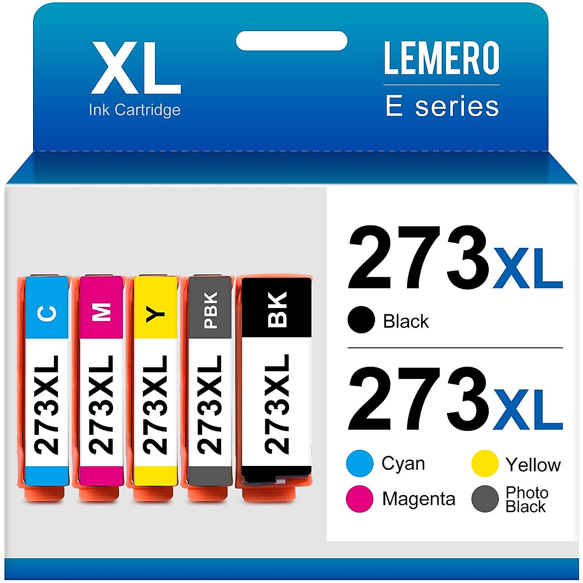 LEMERO Remanufactured Ink Cartridges Replacement for Epson 273XL 273 XL for Expression Premium XP-820 XP-610 XP-810 XP-620 XP-520 Printer (1 Black, 1 Photo Black, 1 Cyan, 1 Magenta, 1 Yellow, 5 Pack)