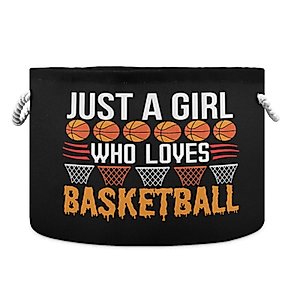 Krafig Basketball Sport Round Collapsible Storage Basket, Large Toy Storage, Laundry Baskets, Open Home Storage Bins for Toy Organizer, Home Decor, Clothes, Toys