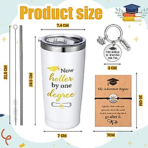 Karenhi 3 Pcs Graduation Gift Set Includes Class of 2023 Stainless Steel Tumbler with Lid, Straw Graduation Gift Keychain Graduation Bracelet Set Adjustable Compass Bracelet for School (Now Hotter)