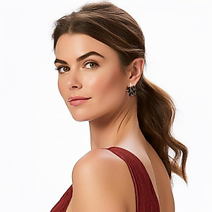 Black Rhinestone Stud Earrings for Women Small Dainty Crystal Cluster Drop Earrings for Girls Cute Costume Jewelry for Bridal Wedding Party Gift